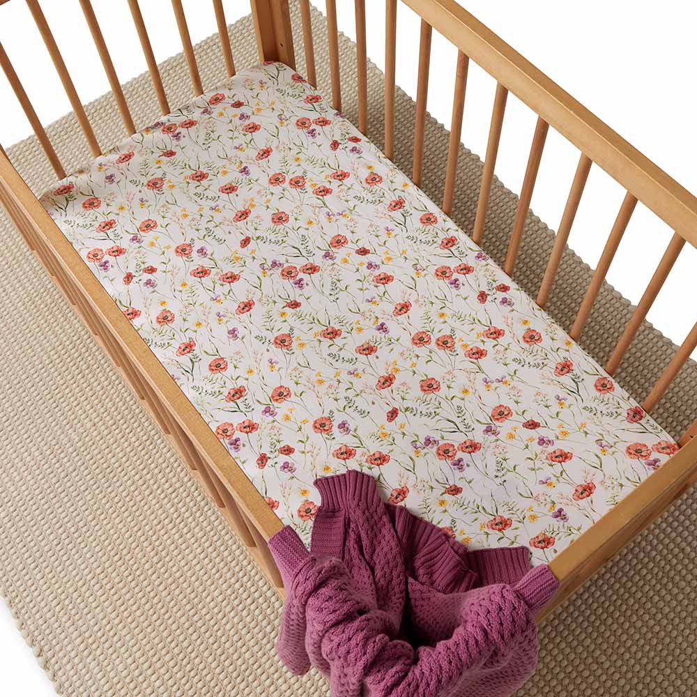 Meadow Organic Fitted Cot Sheet | Snuggle Hunny