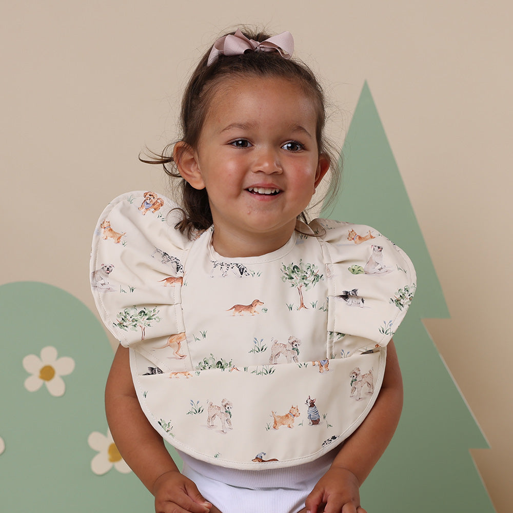Dog Park Waterproof Snuggle Baby Bib With Frill | Snuggle Hunny