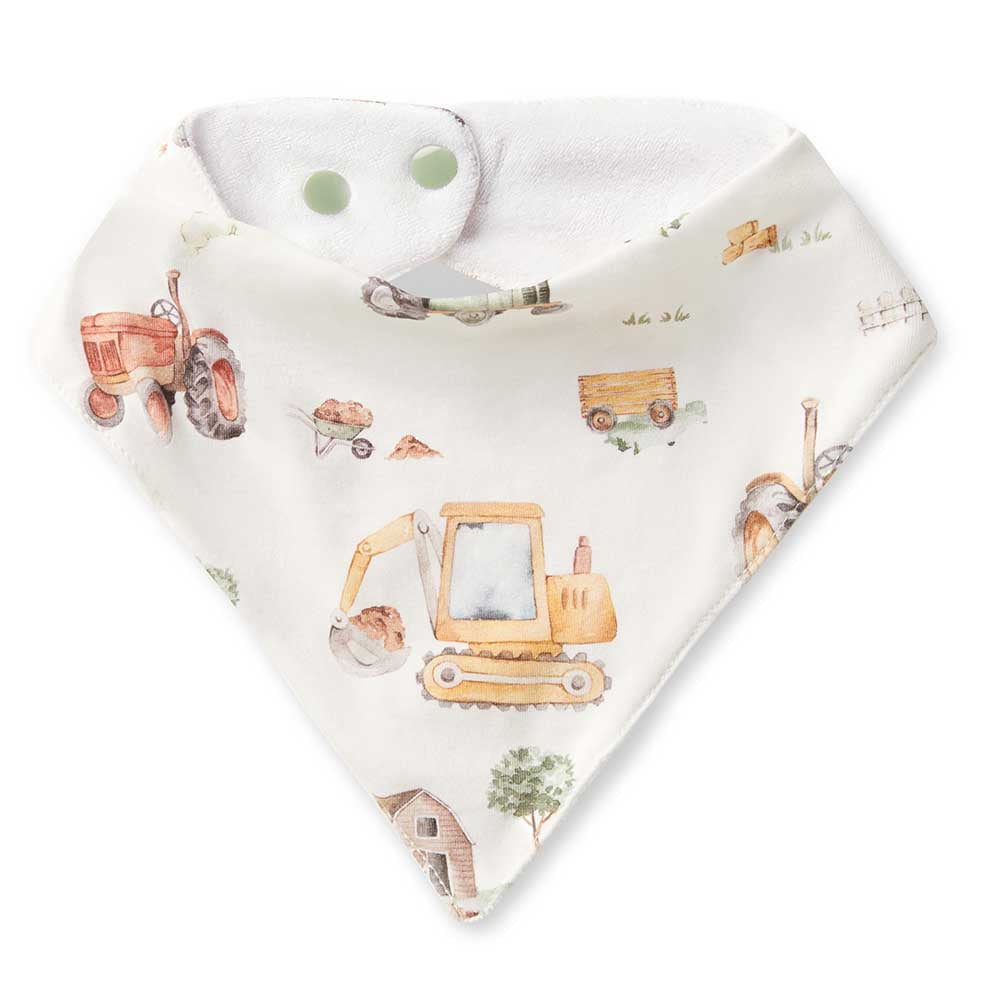 Diggers Organic Baby Bandana Dribble Bib | Snuggle Hunny