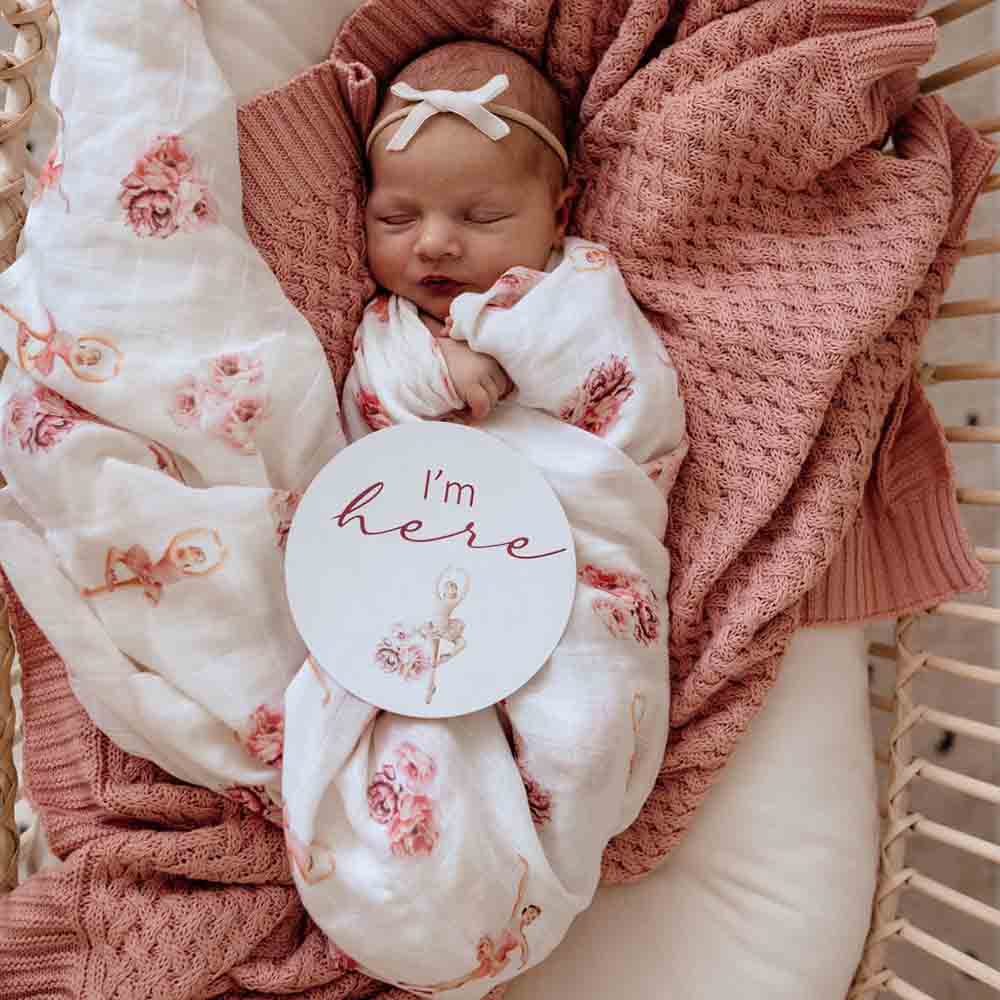 Ballerina Muslin Wrap Birth Announcement Set | Snuggle Hunny