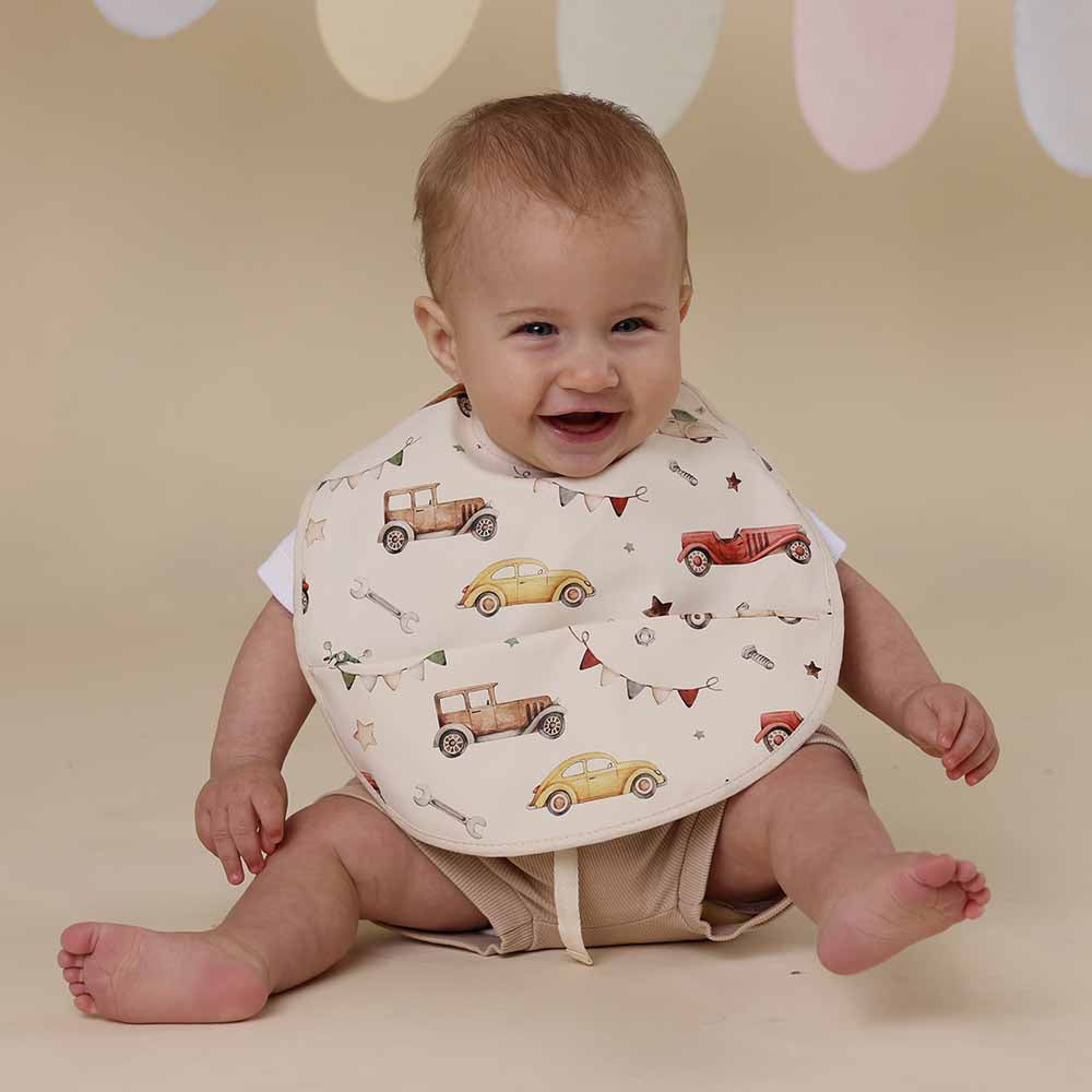 Vintage Cars Waterproof Snuggle Baby Bib | Snuggle Hunny