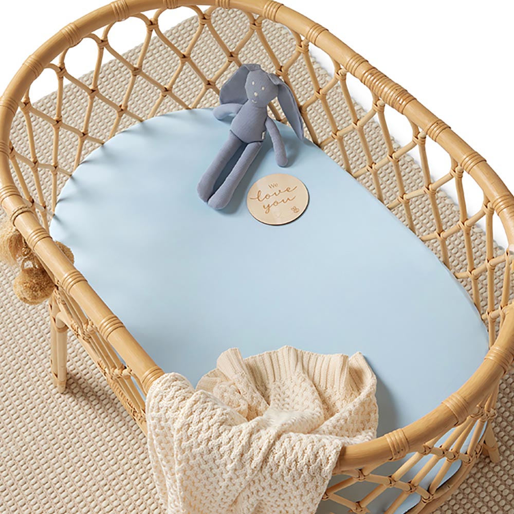 Baby Blue Organic Fitted Bassinet Sheet & Change Pad Cover | Snuggle Hunny