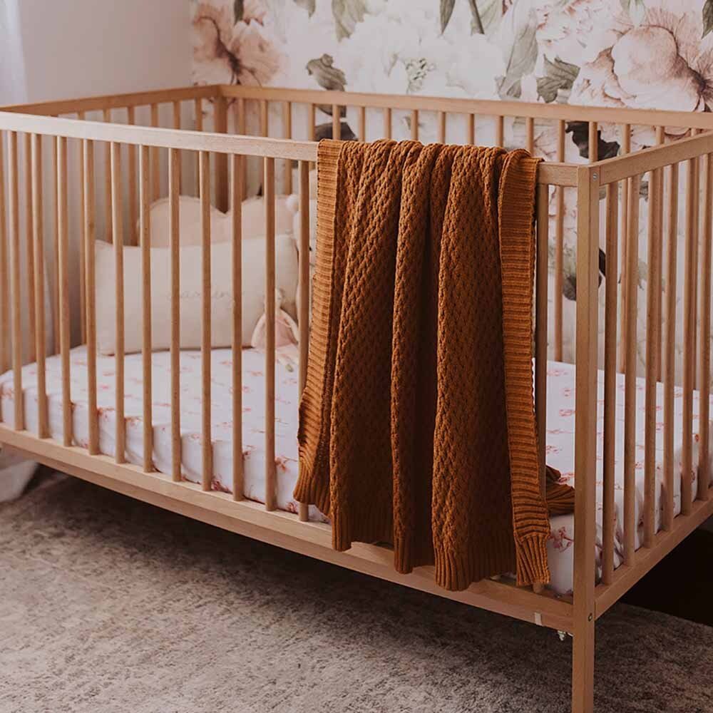 Bronze Knitted Baby Cot Blanket | Snuggle Hunny