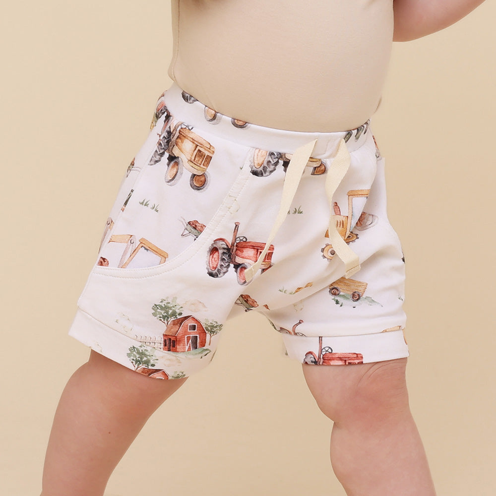 Snuggle Hunny Diggers & Tractors Organic Shorts | Snuggle Hunny