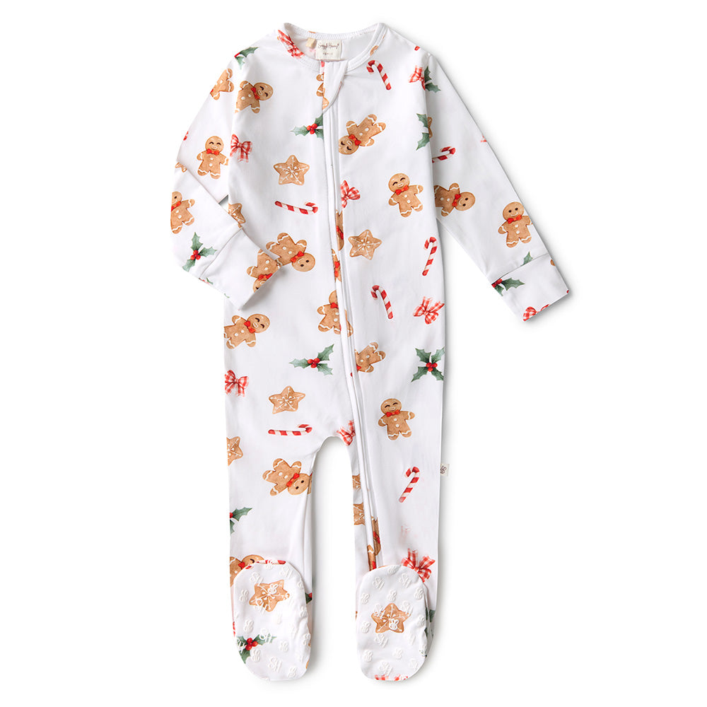 Gingerbread Organic Baby Snuggle Sleepsuit Footie | Snuggle Hunny