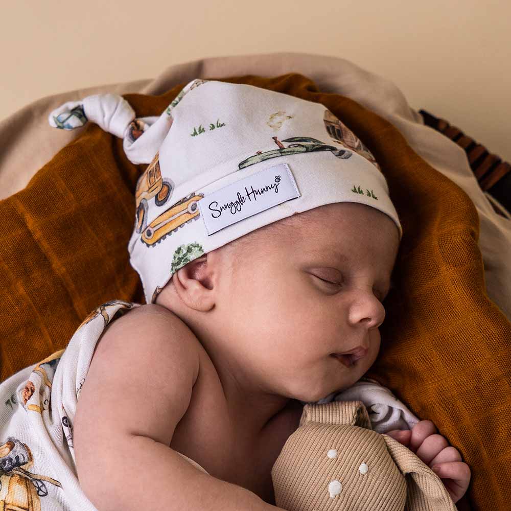 Diggers Organic Knotted Baby Beanie | Snuggle Hunny