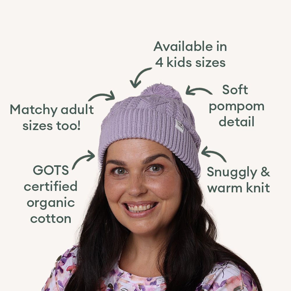 Organic Lavender Adult Knit Beanie | Snuggle Hunny