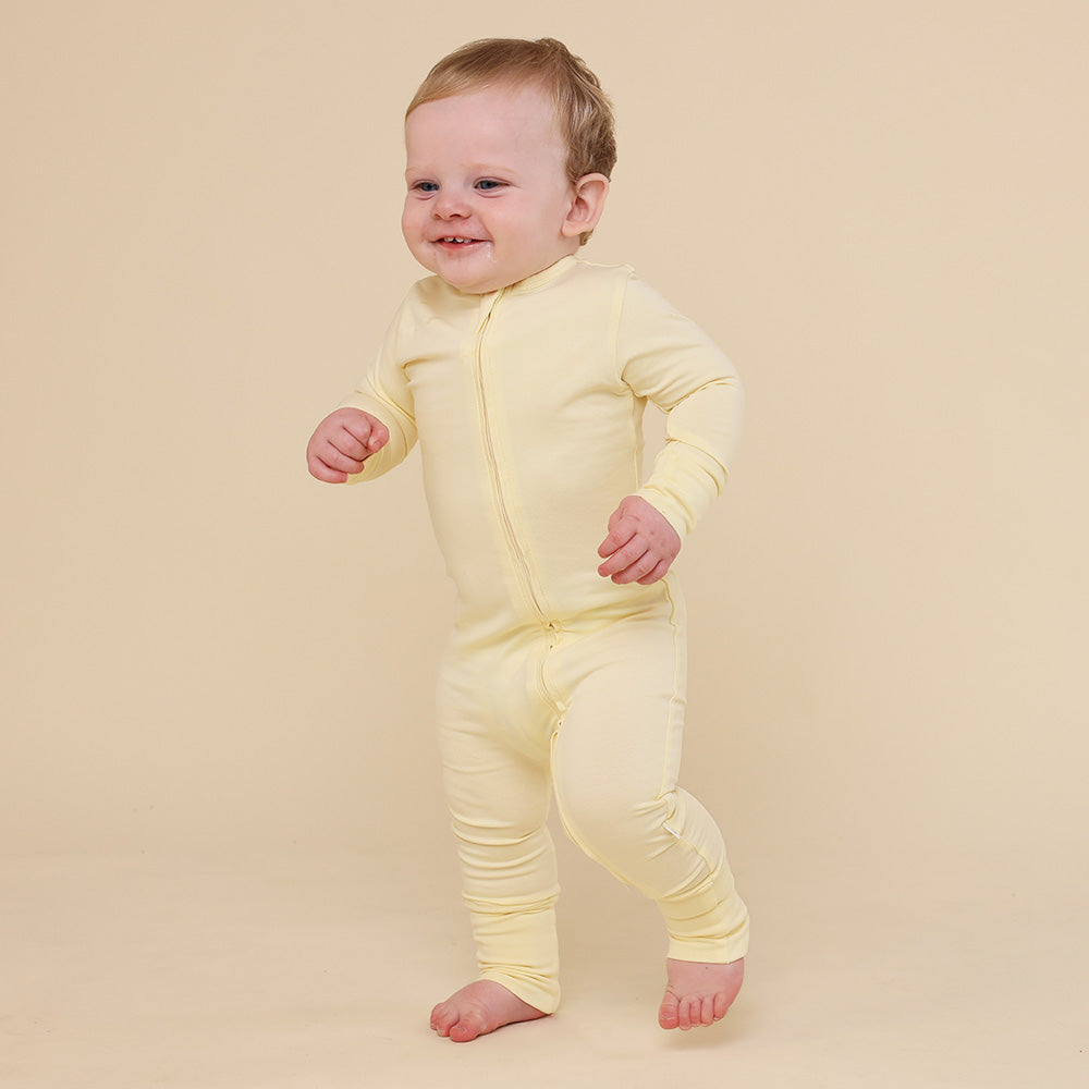 Lemon Sorbet Organic Baby Snugglesuit Convertible Romper | Snuggle Hunny