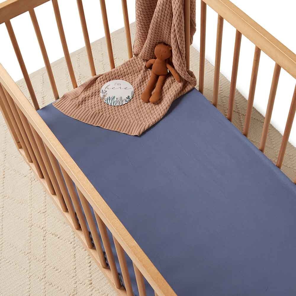 Reign Blue Fitted Baby Cot Sheet | Snuggle Hunny