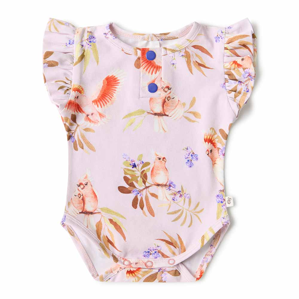 Major Mitchell Short Sleeve Organic Baby Bodysuit with Frill | Snuggle ...