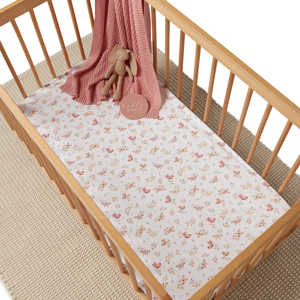 Butterfly Organic Fitted Cot Sheet | Snuggle Hunny
