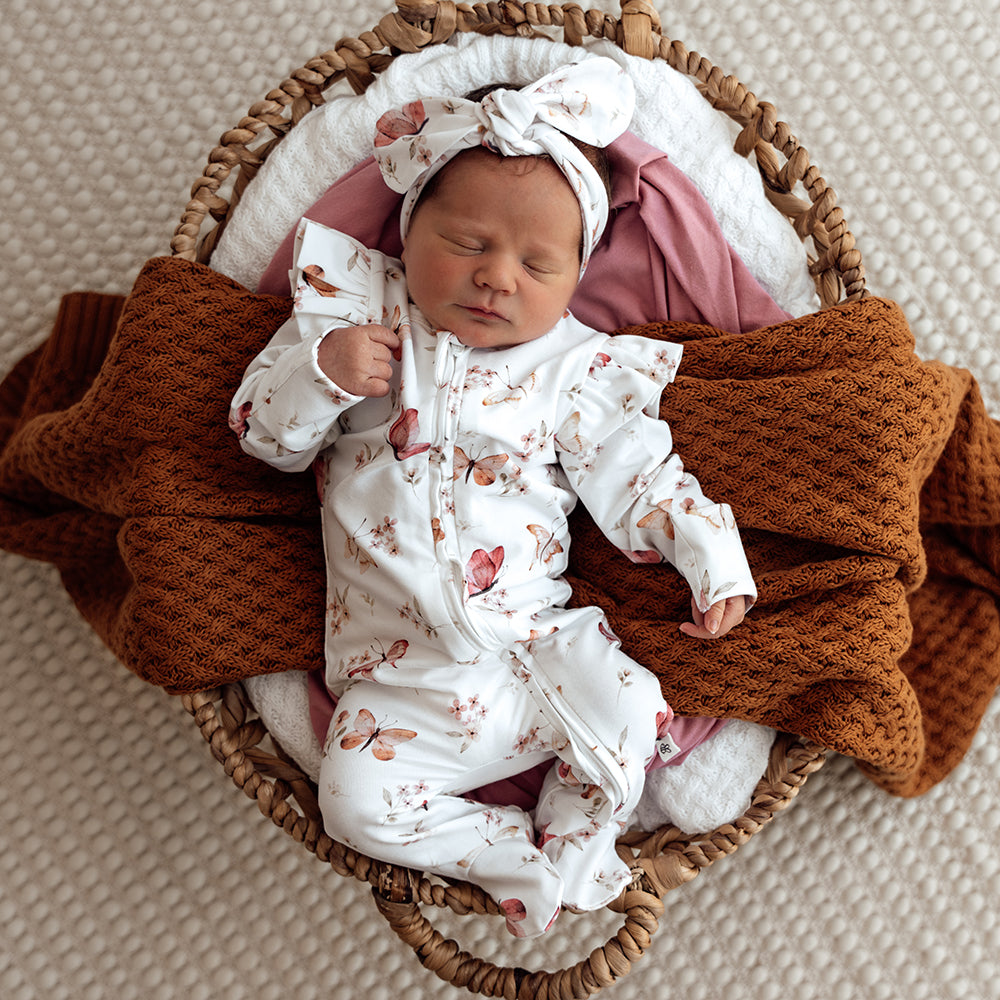 Butterfly Organic Baby Snuggle Sleepsuit Footie | Snuggle Hunny