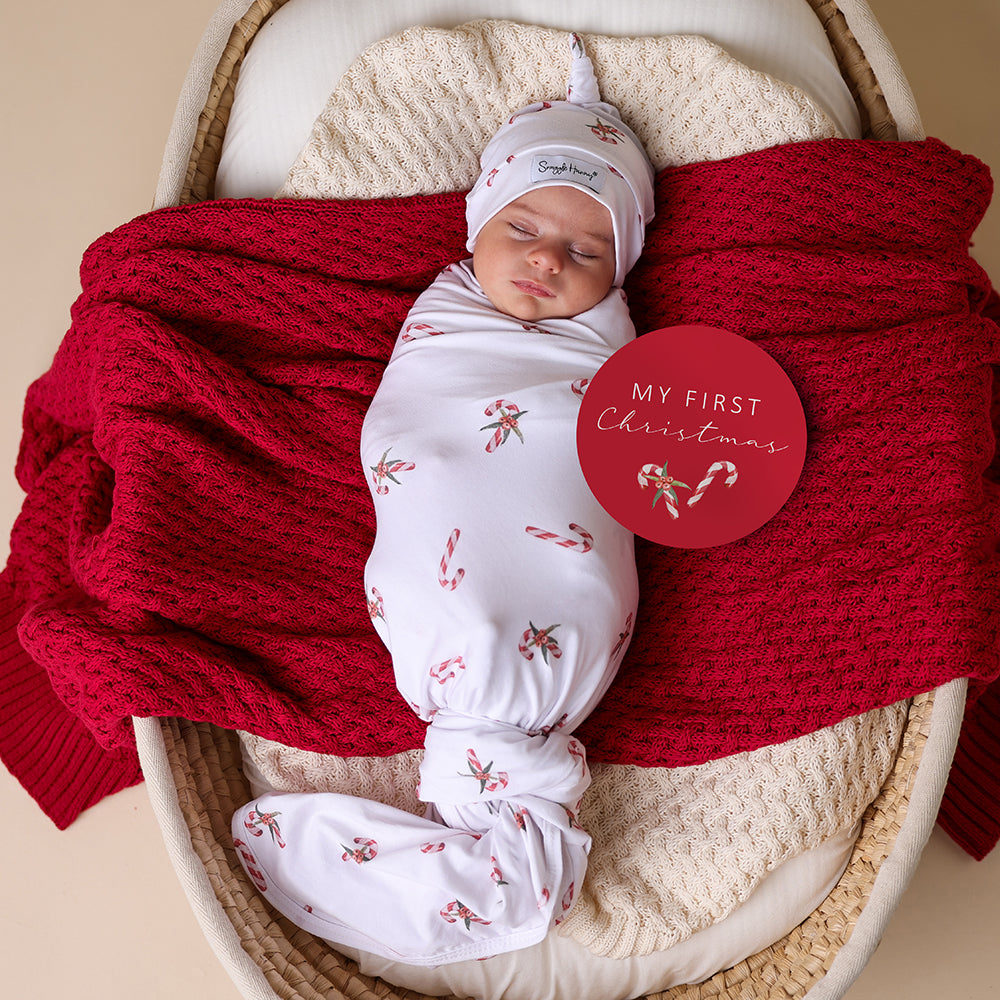 Red Knitted Baby Cot Blanket | Snuggle Hunny