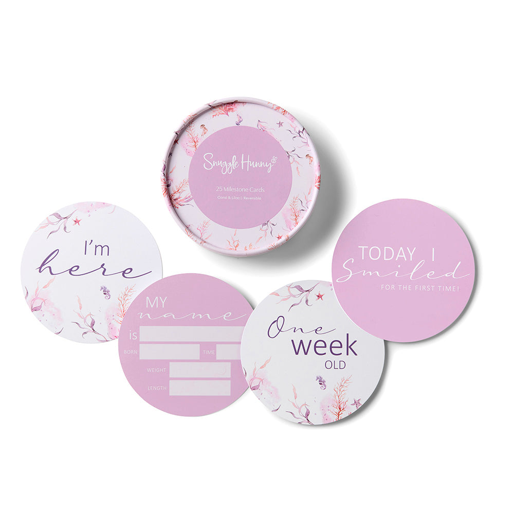 Coral & Lilac Reversible Milestone Cards | Snuggle Hunny