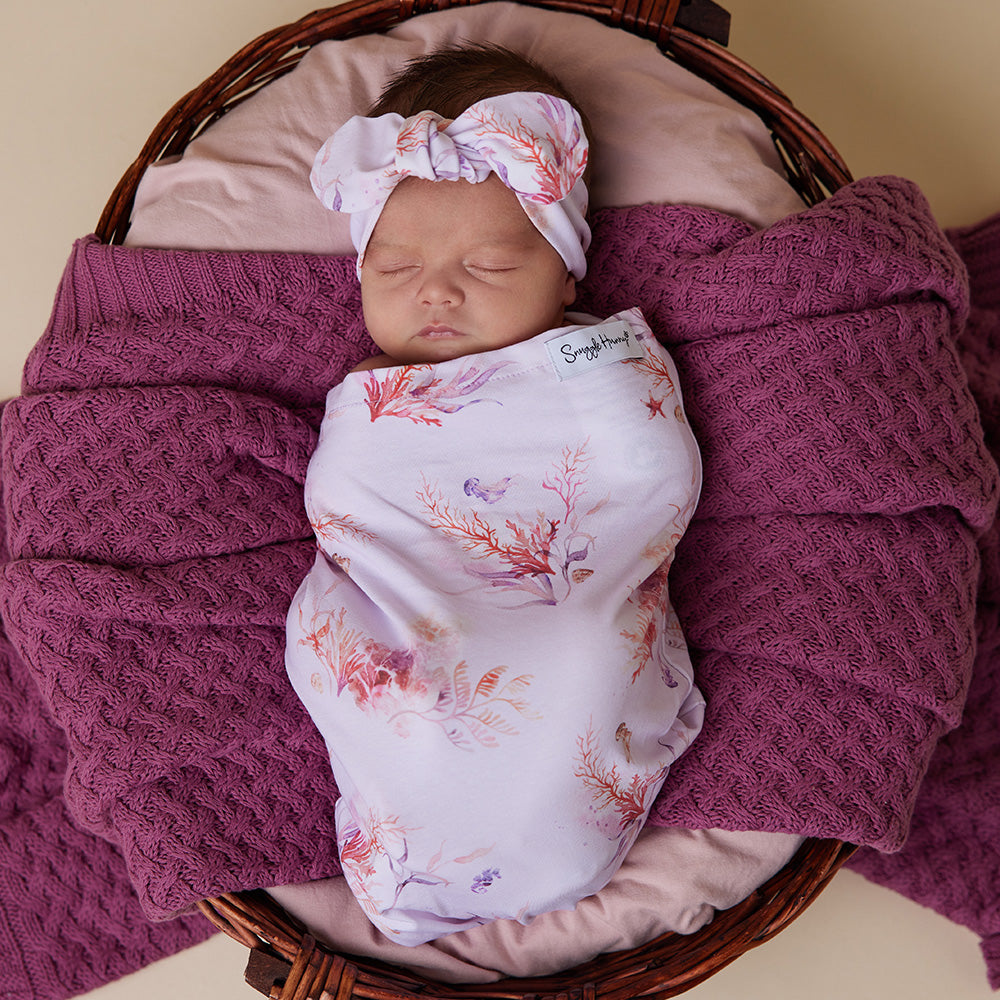 Coral Organic Snuggle Swaddle & Topknot Set | Snuggle Hunny