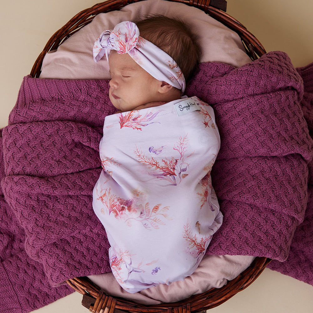 Coral Organic Snuggle Swaddle & Topknot Set | Snuggle Hunny