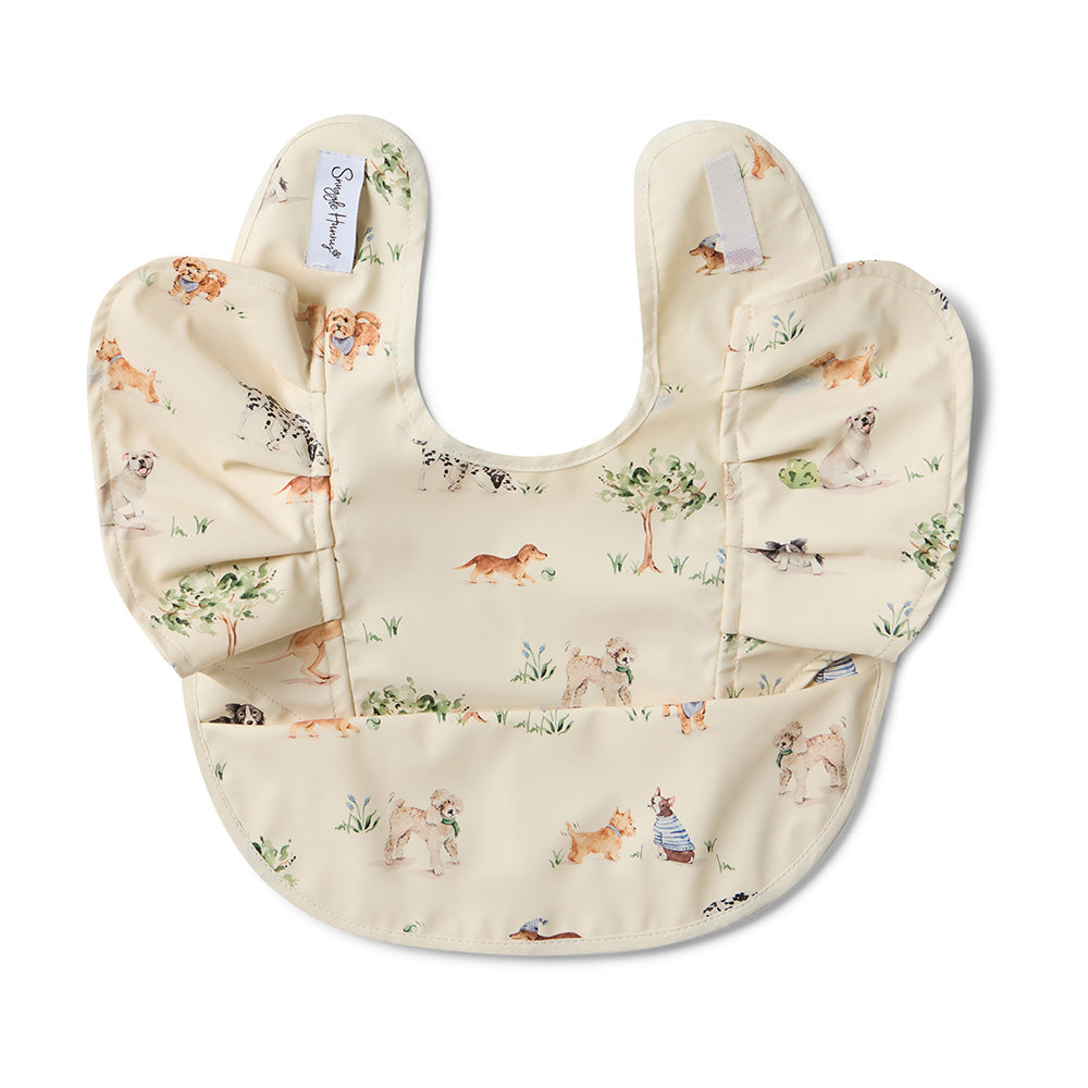 Dog Park Waterproof Snuggle Baby Bib With Frill | Snuggle Hunny