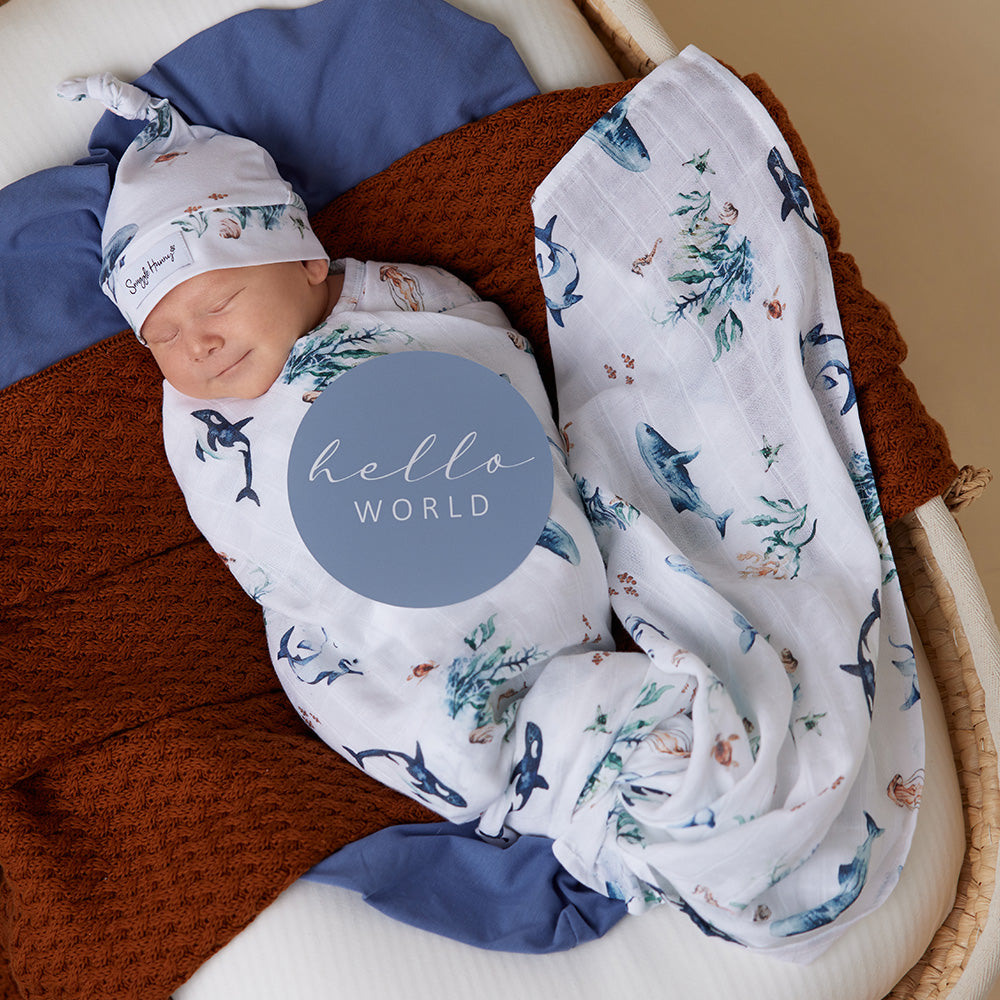 Ocean Organic Muslin Wrap | Snuggle Hunny