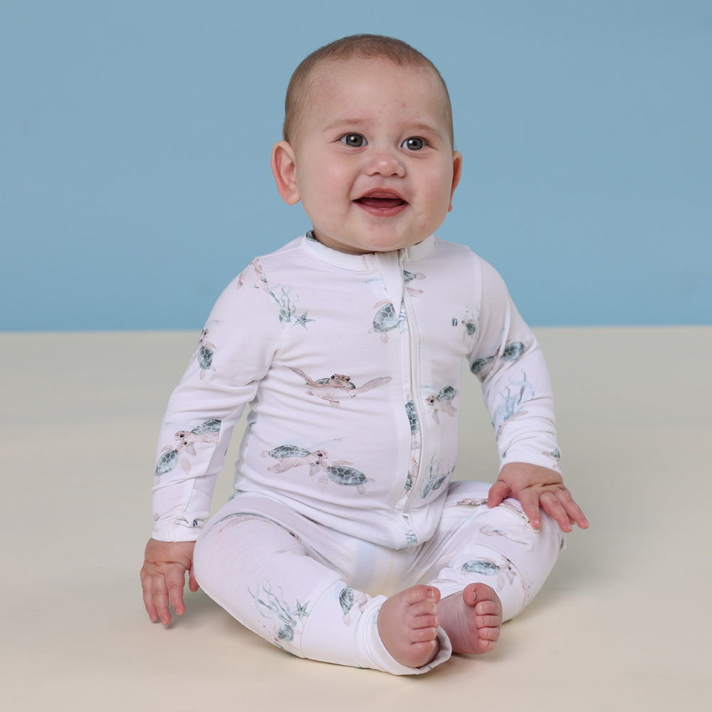 Turtle Organic Baby Snugglesuit Convertible Romper | Snuggle Hunny