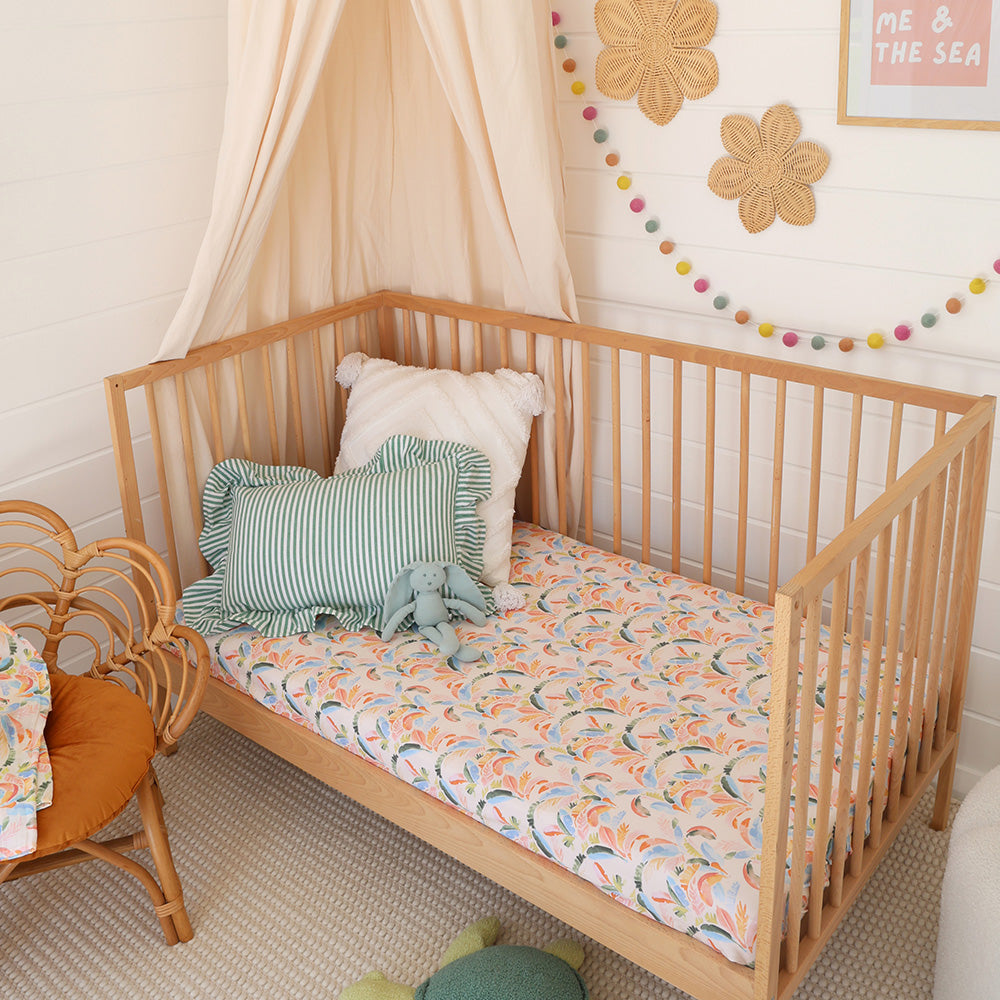 Summer Palm Organic Fitted Cot Sheet | Snuggle Hunny