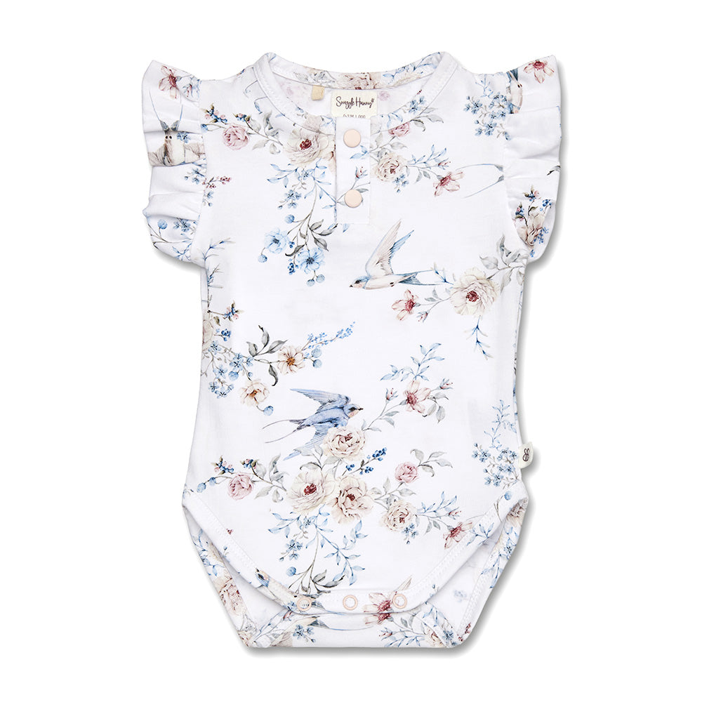 Sweet Swallows Organic Short Sleeve Bodysuit | Snuggle Hunny