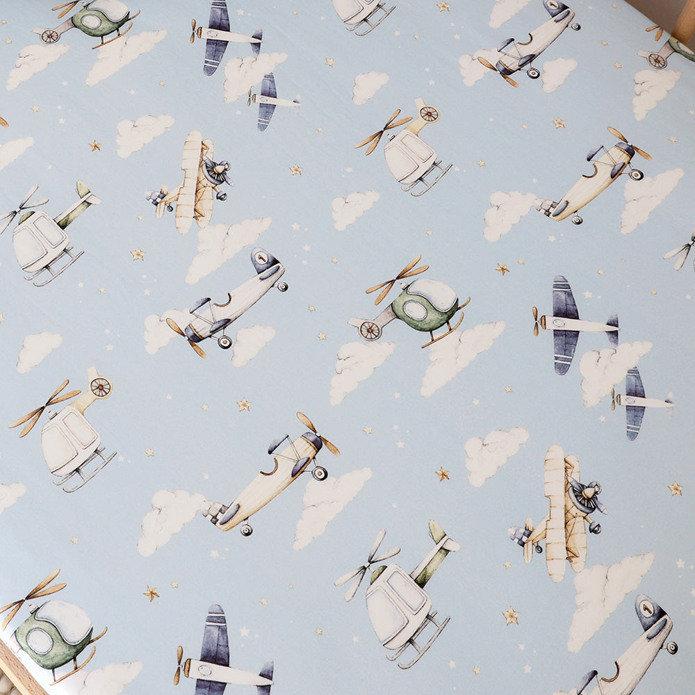 Taking Flight Organic Fitted Cot Sheet | Snuggle Hunny