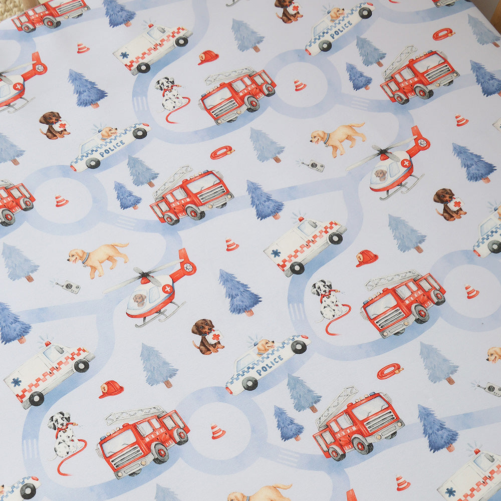 To The Rescue Organic Fitted Cot Sheet | Snuggle Hunny