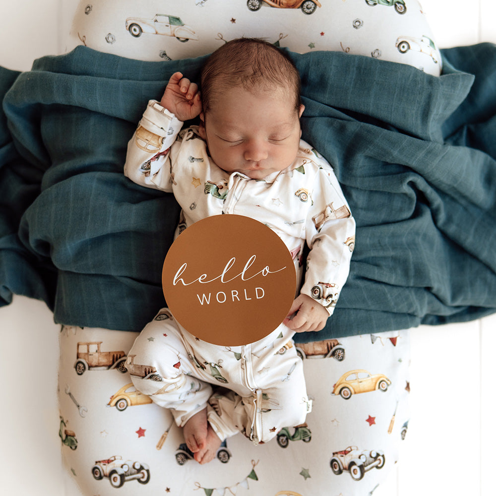 Vintage Cars & Bronze Reversible Milestone Cards | Snuggle Hunny